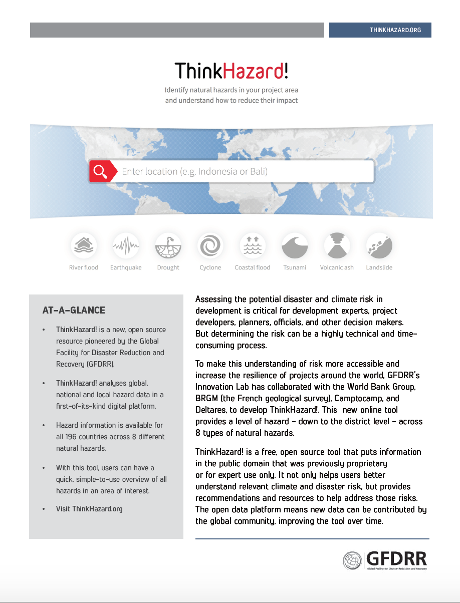 ThinkHazard! | GFDRR